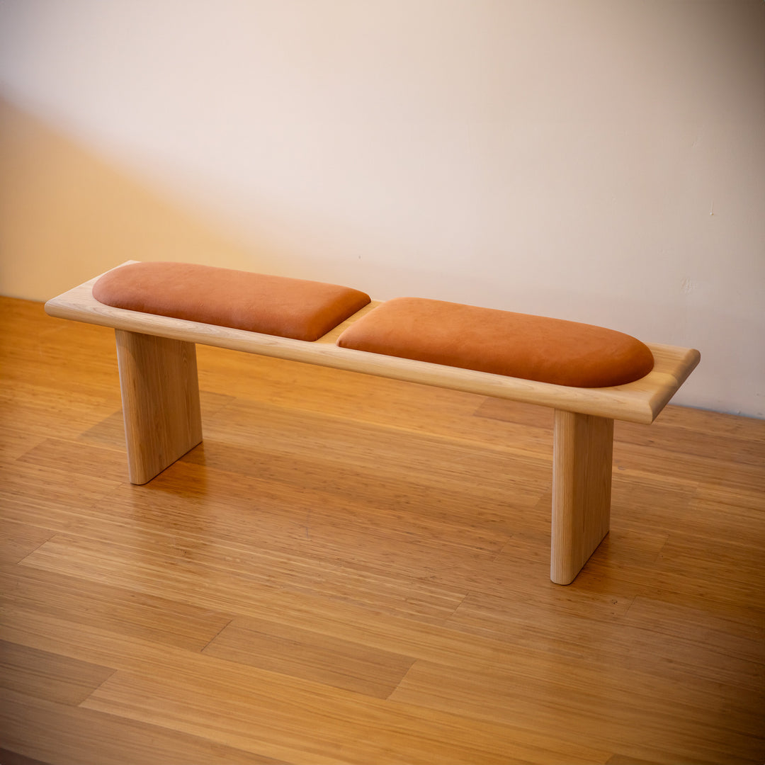 JOHI Modern Wood Bench With Cushion